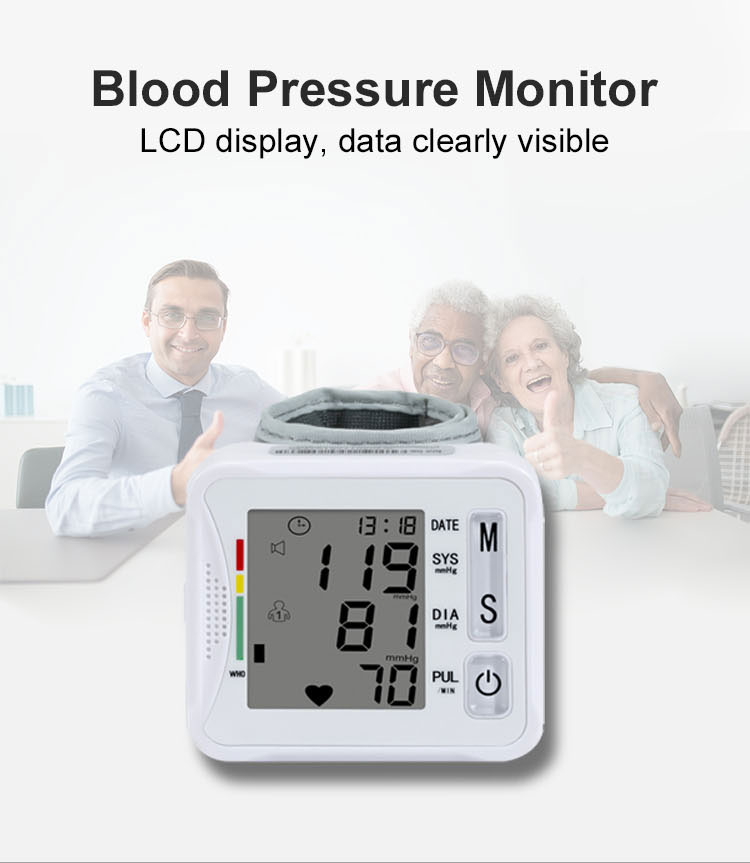 Digital blood pressure monitor smart portable wrist arm bp rechargable ...