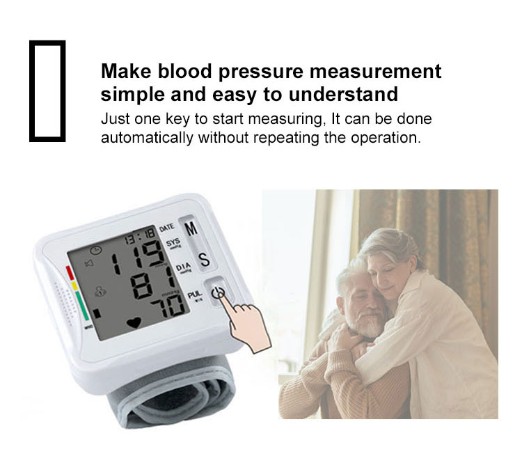 Digital blood pressure monitor smart portable wrist arm bp rechargable ...