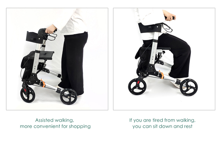 Aluminum rollator custom logo lightweight folding 4 wheels