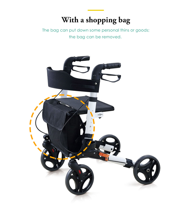 Aluminum rollator custom logo lightweight folding 4 wheels