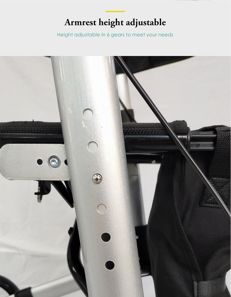 Aluminum rollator custom logo lightweight folding 4 wheels