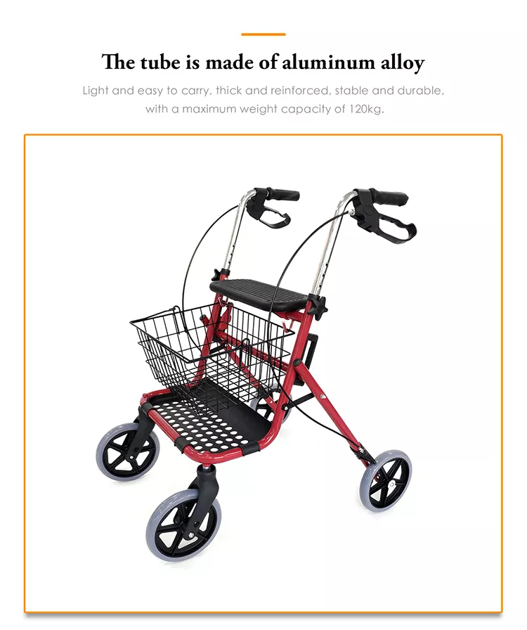 Aluminum walker rollator wholesale lightweight foldable adults 4 wheels ...