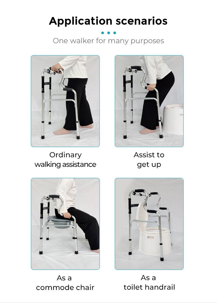 Custom walking aids elderly aluminium lightweight folding walking frame ...